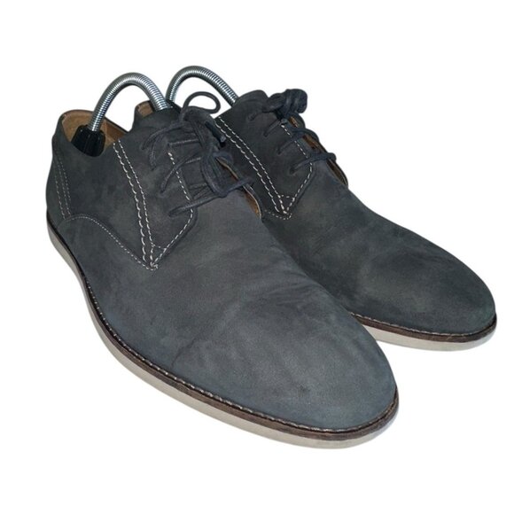 Clarks | Shoes | Clarks Raharto Plain Blue Nubuck Leather Oxfords 651 ...